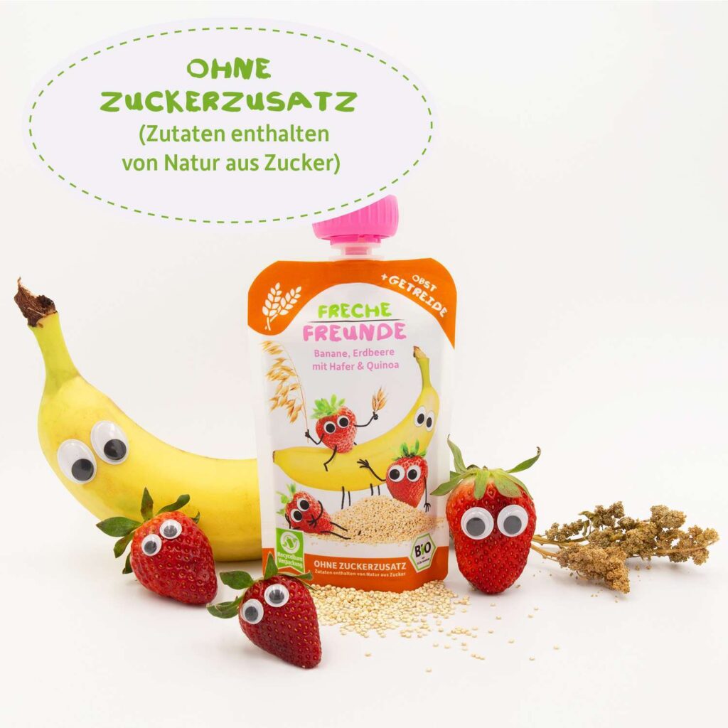 Quetschie Banane Erdbeere mit Hafer & Quinoa - Freche Freunde