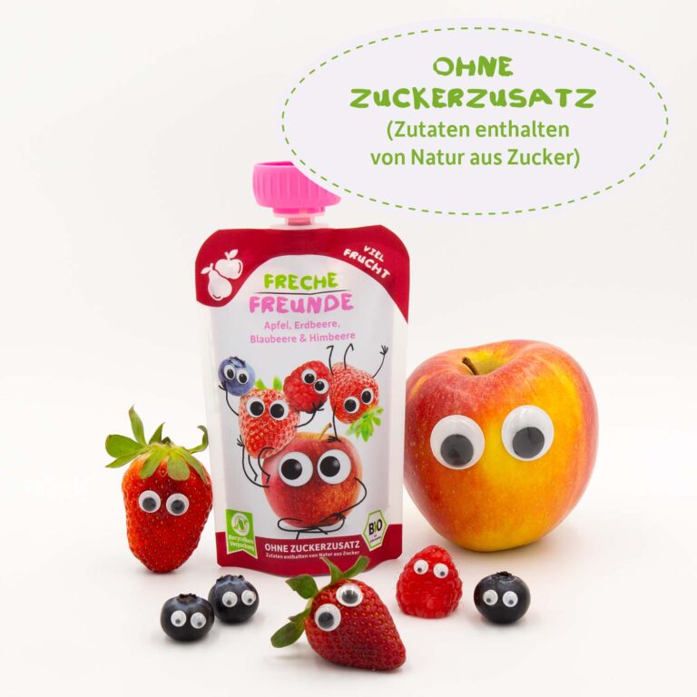 Quetschie Apfel Erdbeere Blaubeere & Himbeere - Freche Freunde